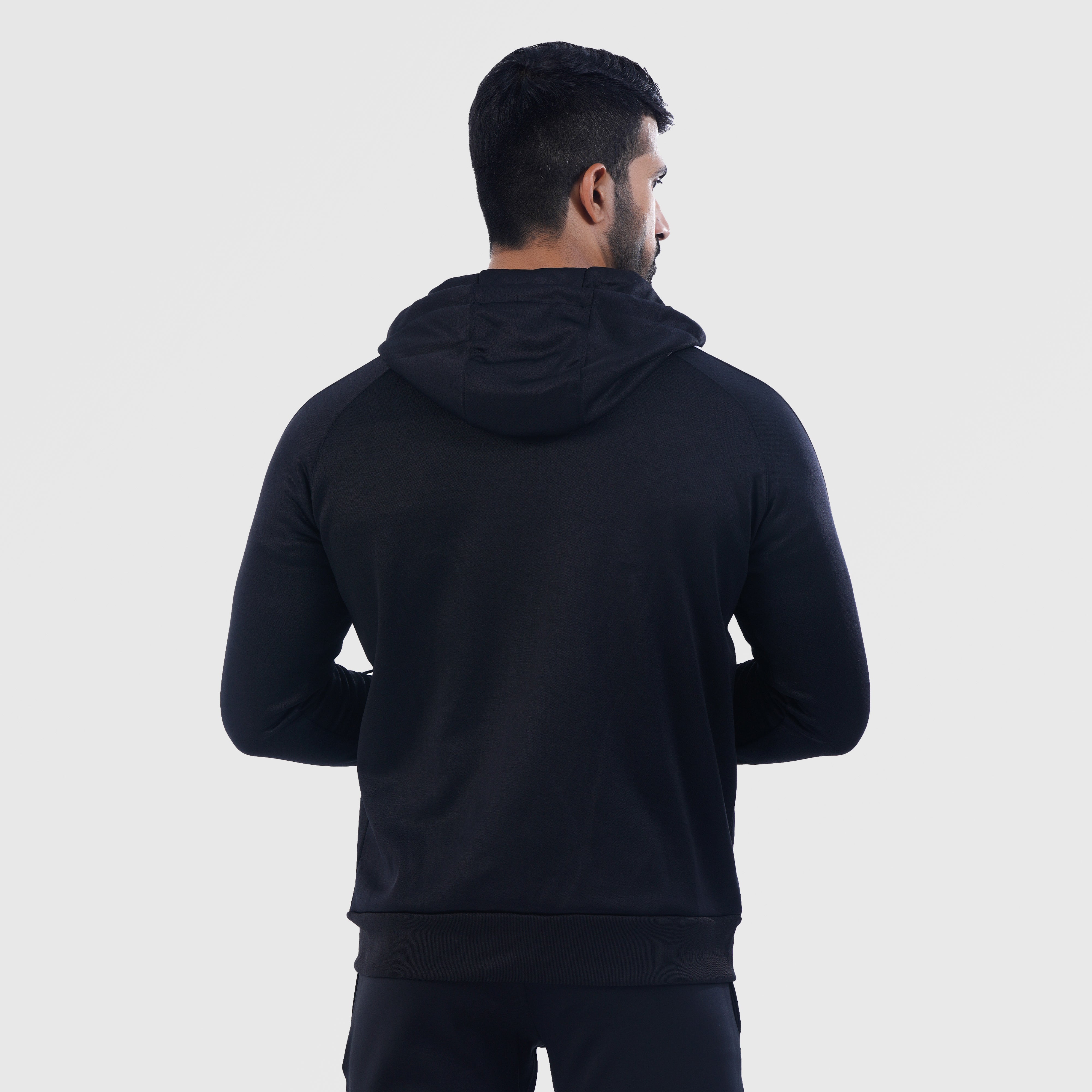 Poly Tracksuit Zipper Hoodie Black